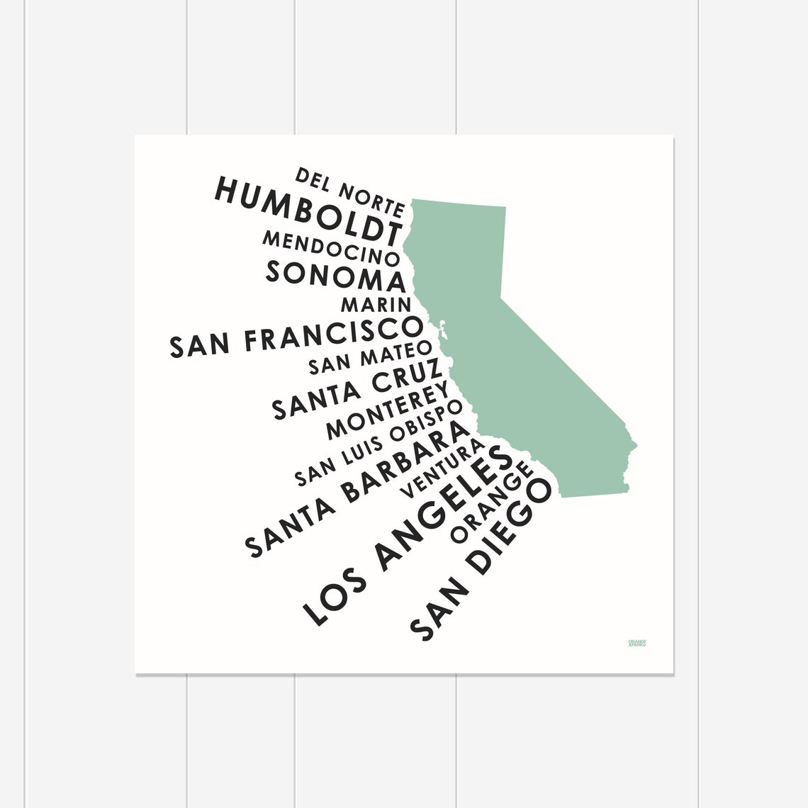 California Coastal Counties Print - Etsy