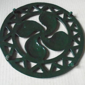 Vintage French Green Basque Cross Cast Iron Round Trivet - Etsy