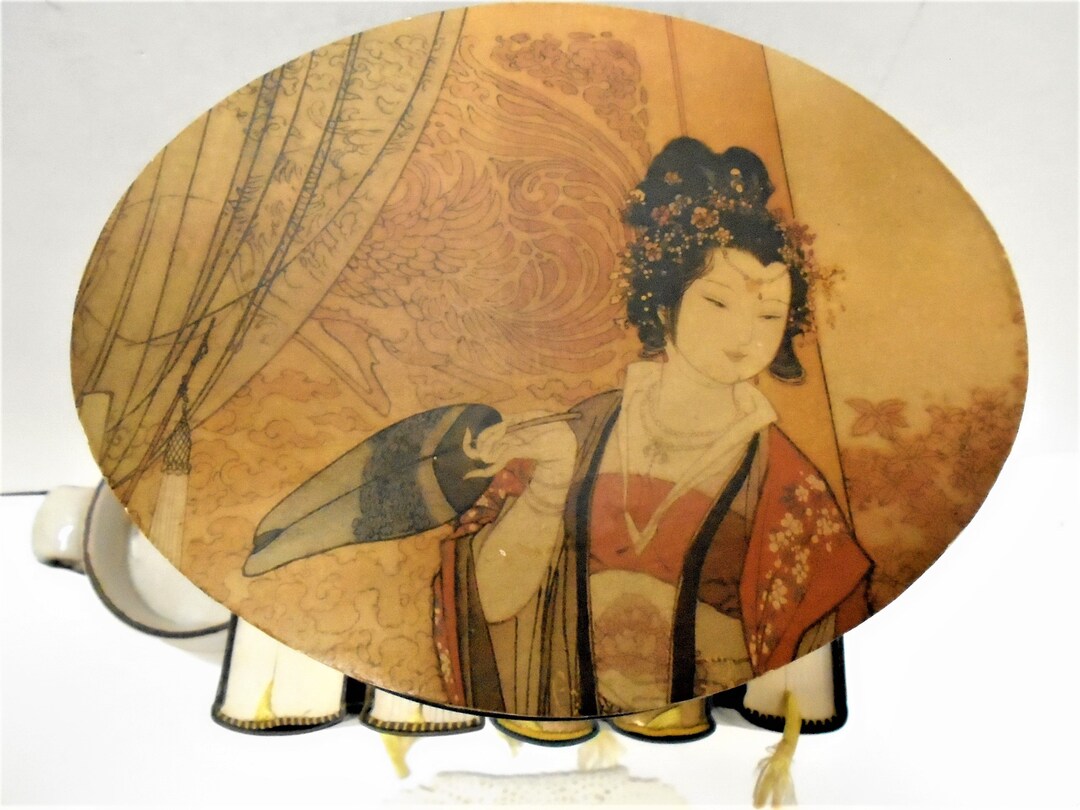 Vintage Japanese Inspired Balsa Wood Trinket Box, Keepsake Storage ...