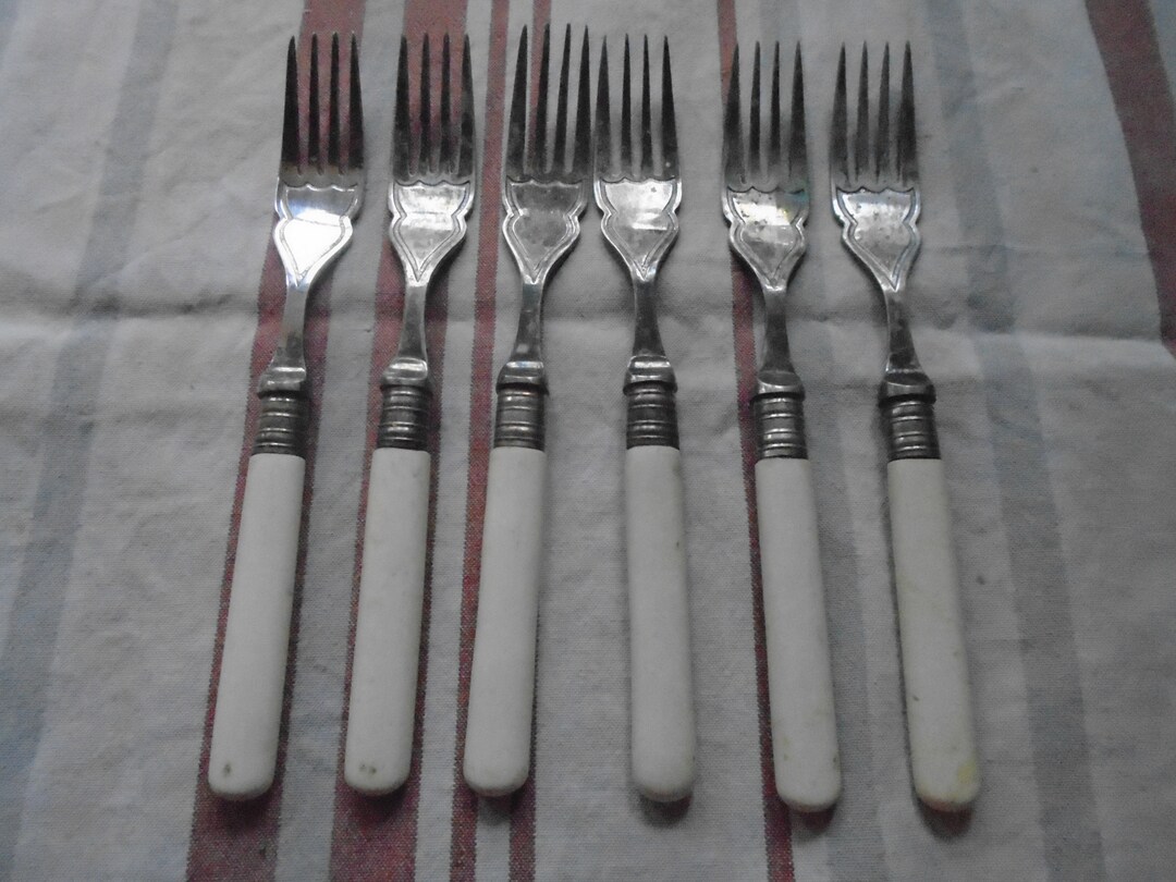 Six English Vintage Silver EPNS Hallmarked Dessert Forks, 1950s ...