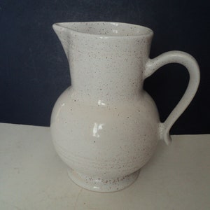 Vintage French White Stoneware Pitcher, Emile Henry Glazed Jug, 2 ...