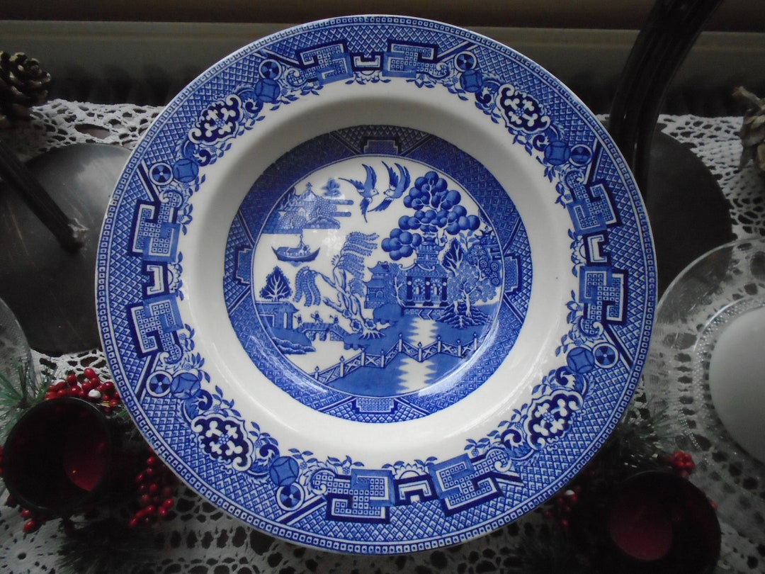 Antique, 1930s Collectible 'willow' Soup Plate / Serving Dish, by W.R ...
