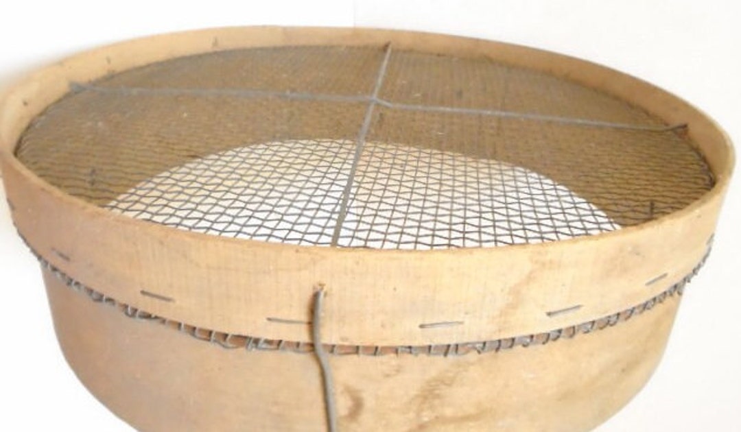 Vintage French Bent Wood Grain Sieve, Primitive Agricultural Sifter ...