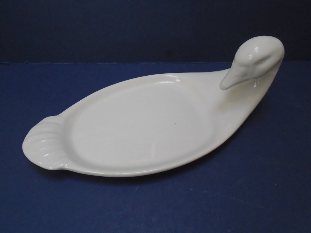 Vintage French White Porcelain Duck Foie Gras Serving Plate, Nordic ...