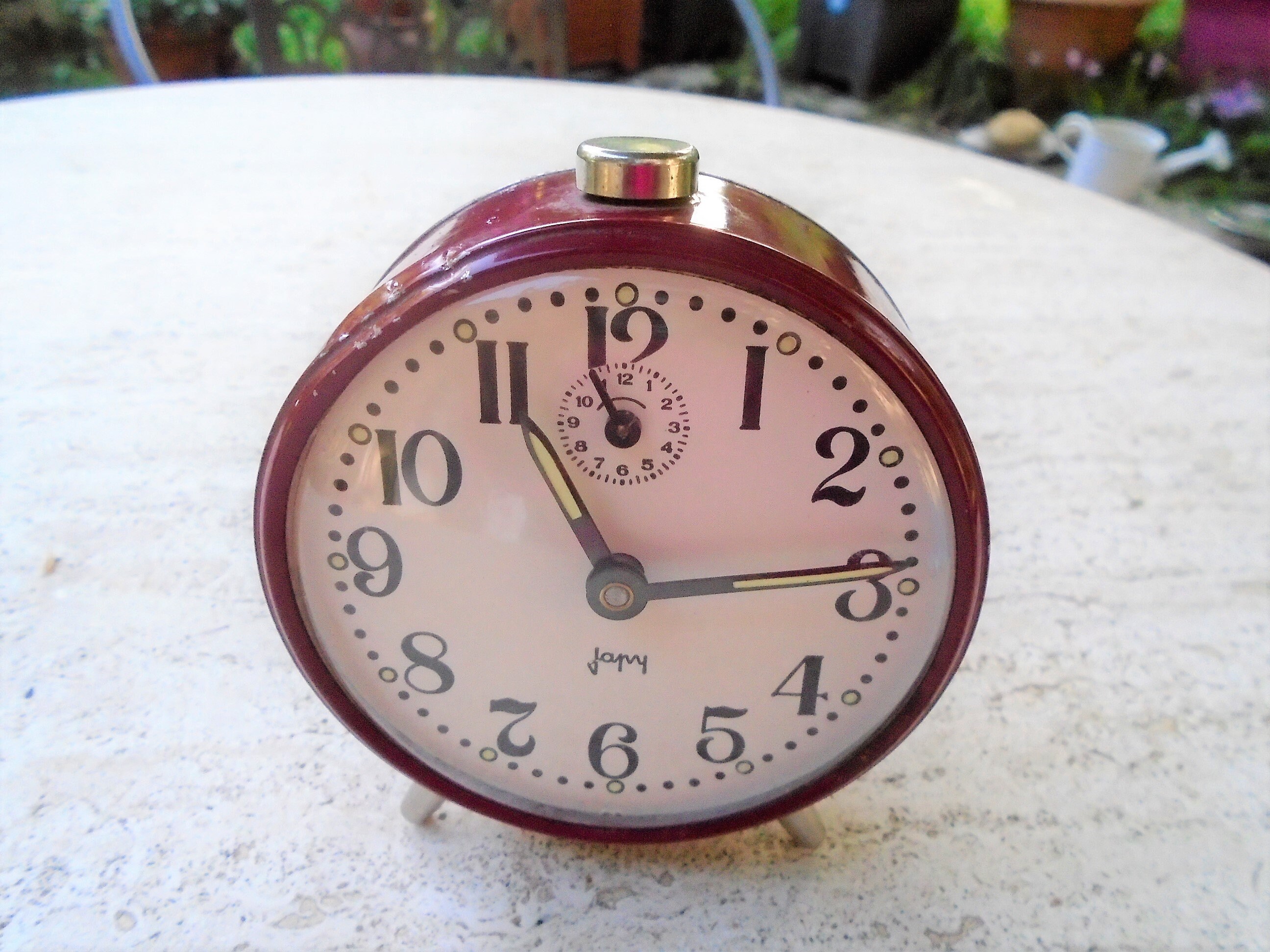 Vintage French JAPY Mechanical Alarm Clock, Burgundy Red, 60s-70s, in ...
