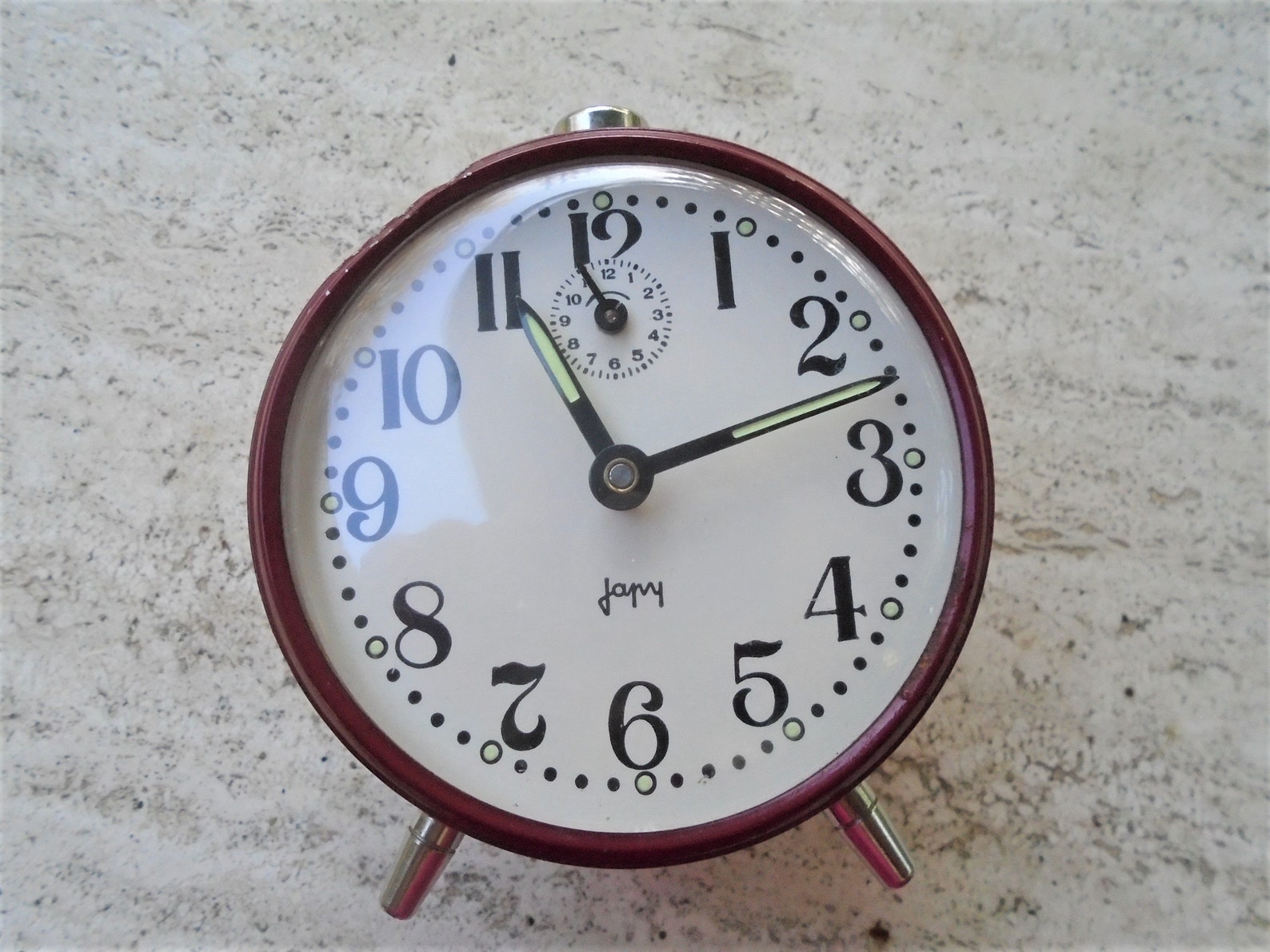 Vintage French JAPY Mechanical Alarm Clock, Burgundy Red, 60s-70s, in ...