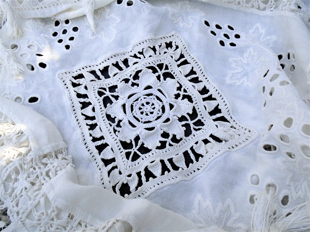 Antique French Linen and Lace White Altar Cloth, Church Table Cloth ...