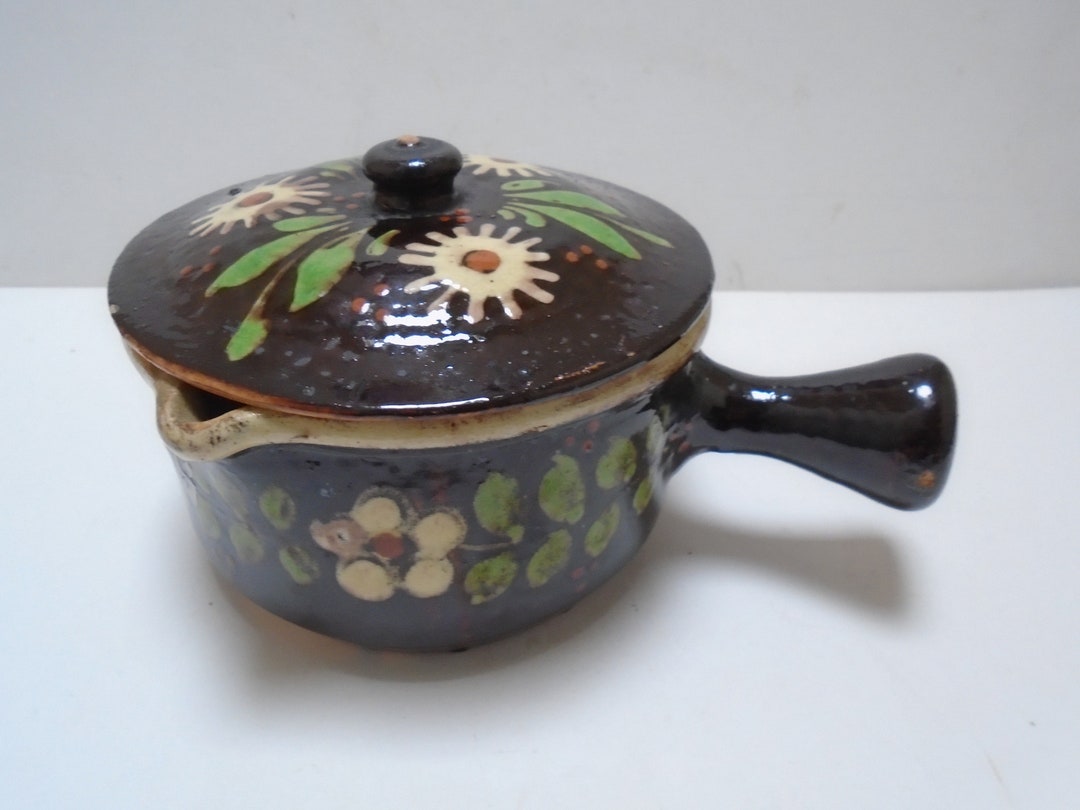 Vintage French Alsace Sauce Pan, Glazed Earthenware Pot, Terracotta ...