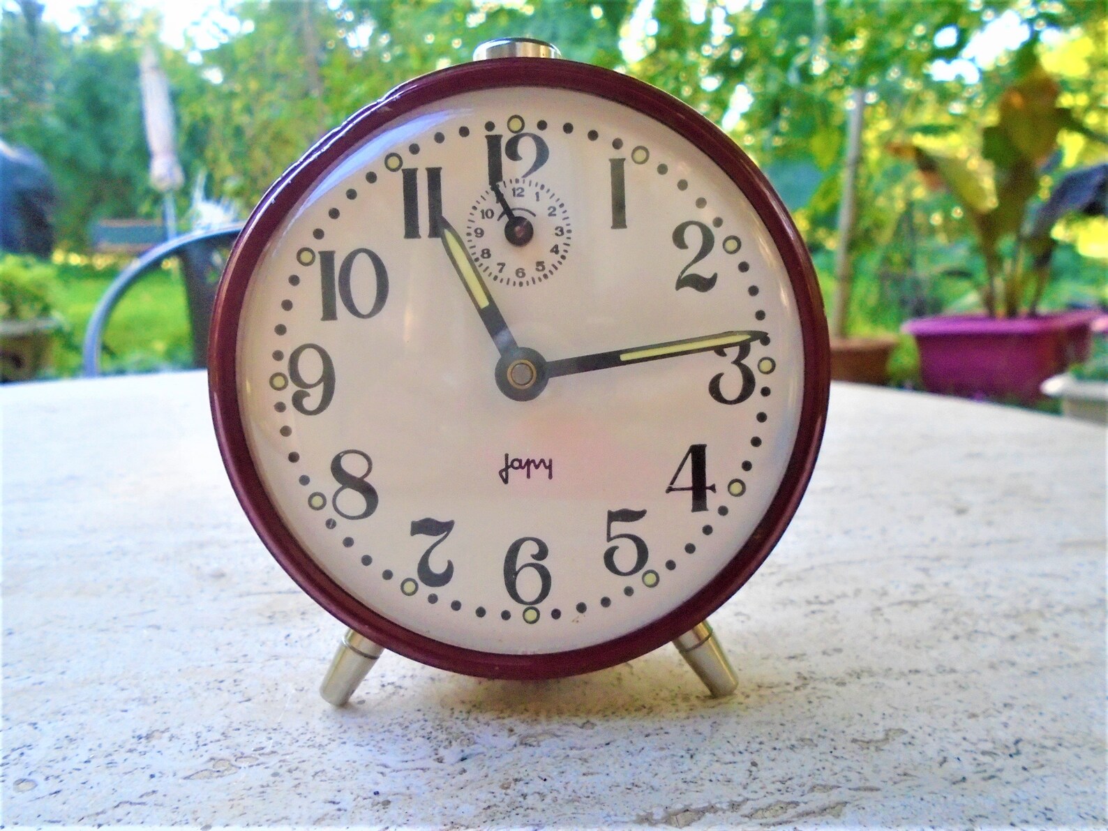 Vintage French JAPY Mechanical Alarm Clock, Burgundy Red, 60s-70s, in ...