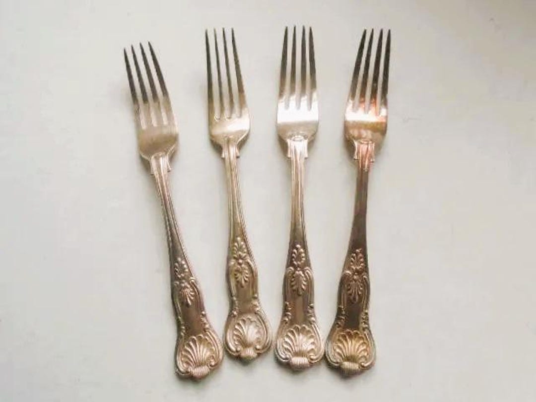 Four Vintage Silver-plated Dessert Forks, Kings Pattern, Garrard & Co ...