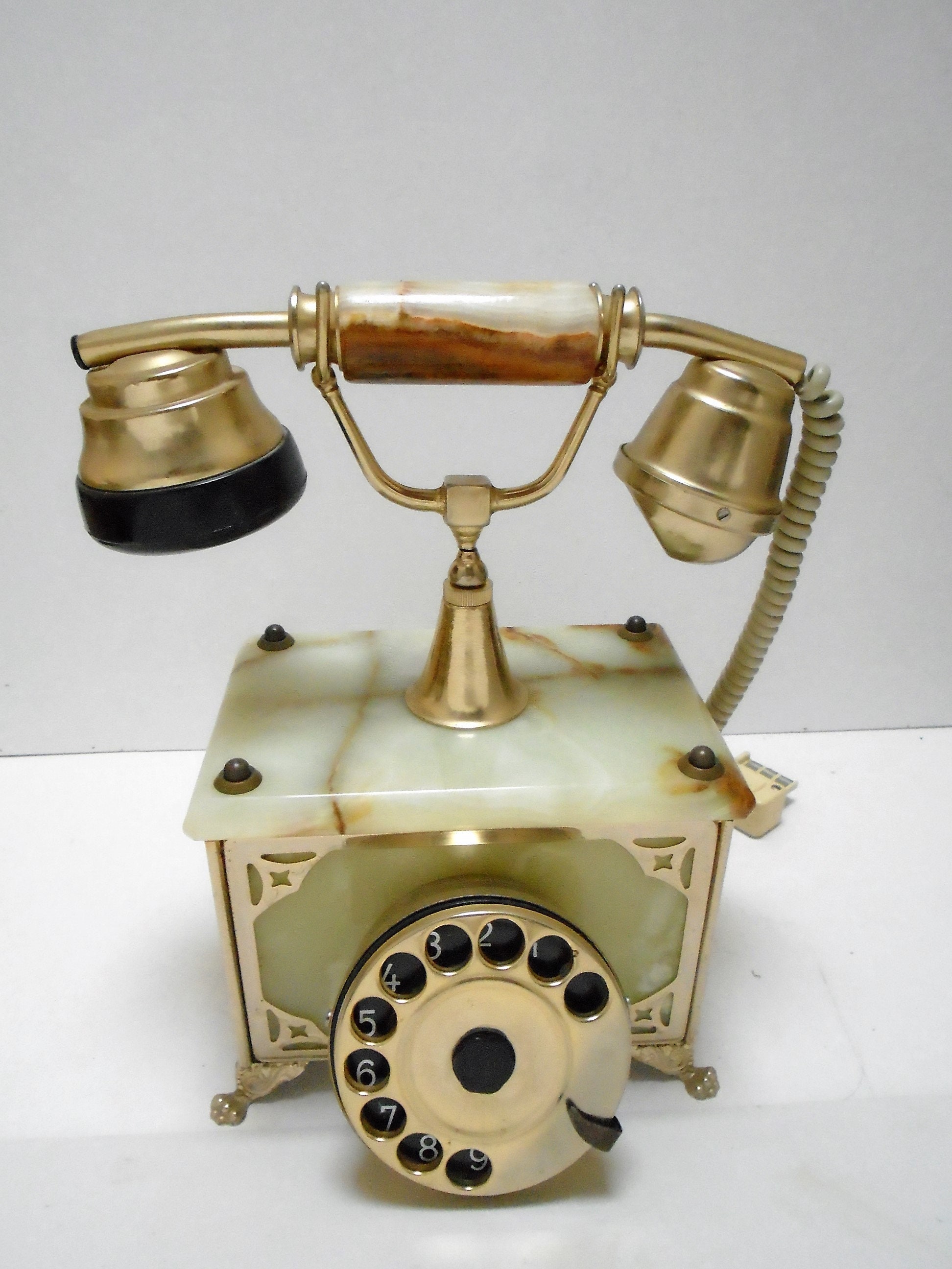 Vintage Onyx and Brass Rotary Telephone Full Working Order - Etsy