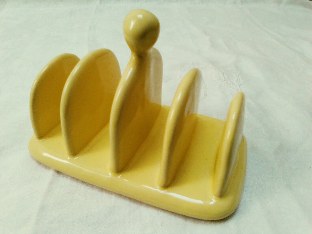 Vintage Porcelain Toast Rack, Thick 4 Slice Toast Rack, Yellow ...