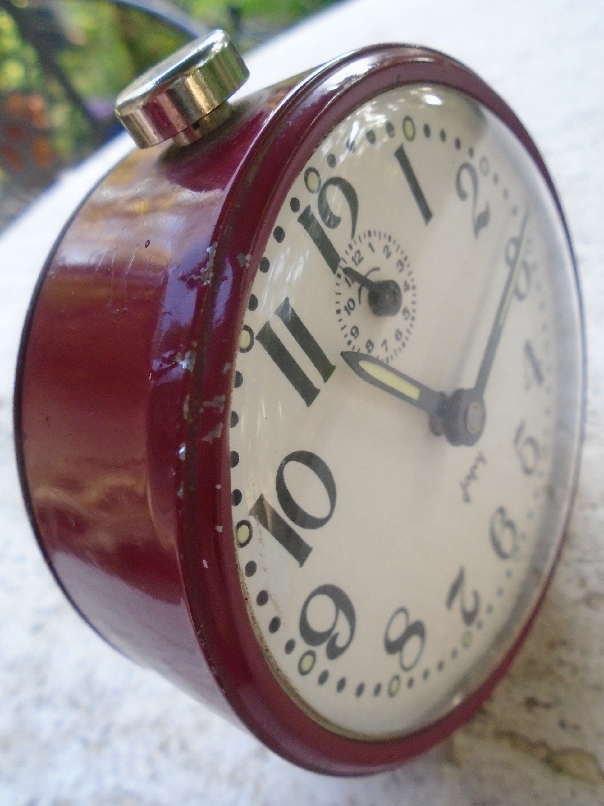 Vintage French JAPY Mechanical Alarm Clock, Burgundy Red, 60s-70s, in ...
