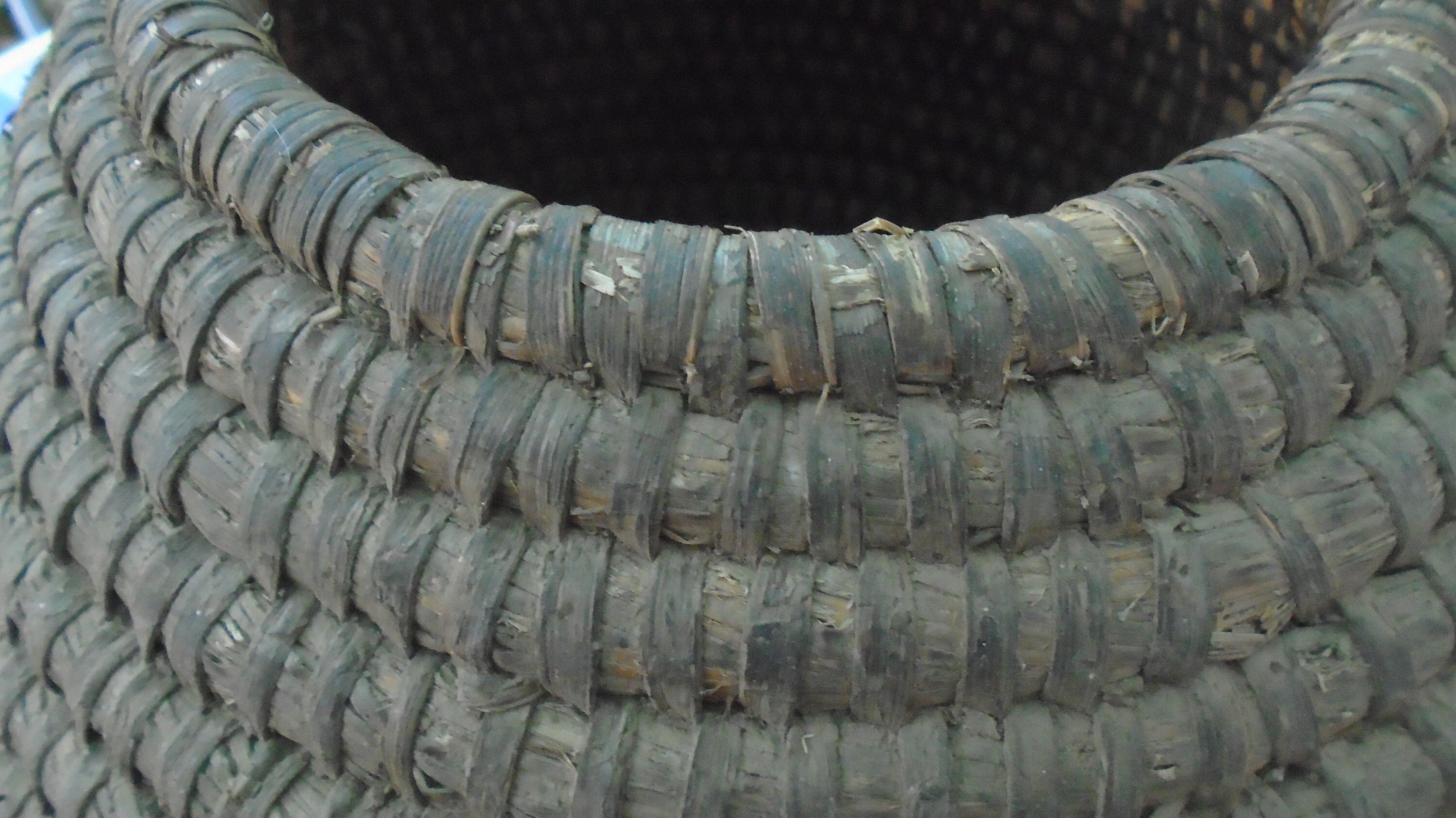 Antique French Rye Coiled Basket, Large Bourgne Woven Rye Grass, Wicker ...