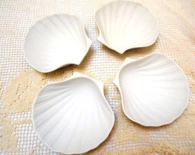 4 Vintage French Off-white Unglazed Porcelain Shell Serving Dishes ...