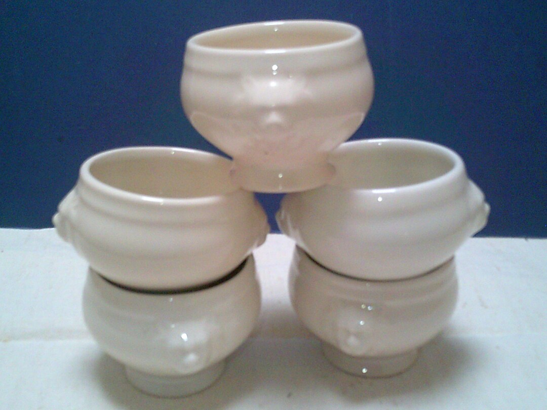 Five Vintage White Mini Tureens, Sauce Pots, Compote / Butter, Honey or ...