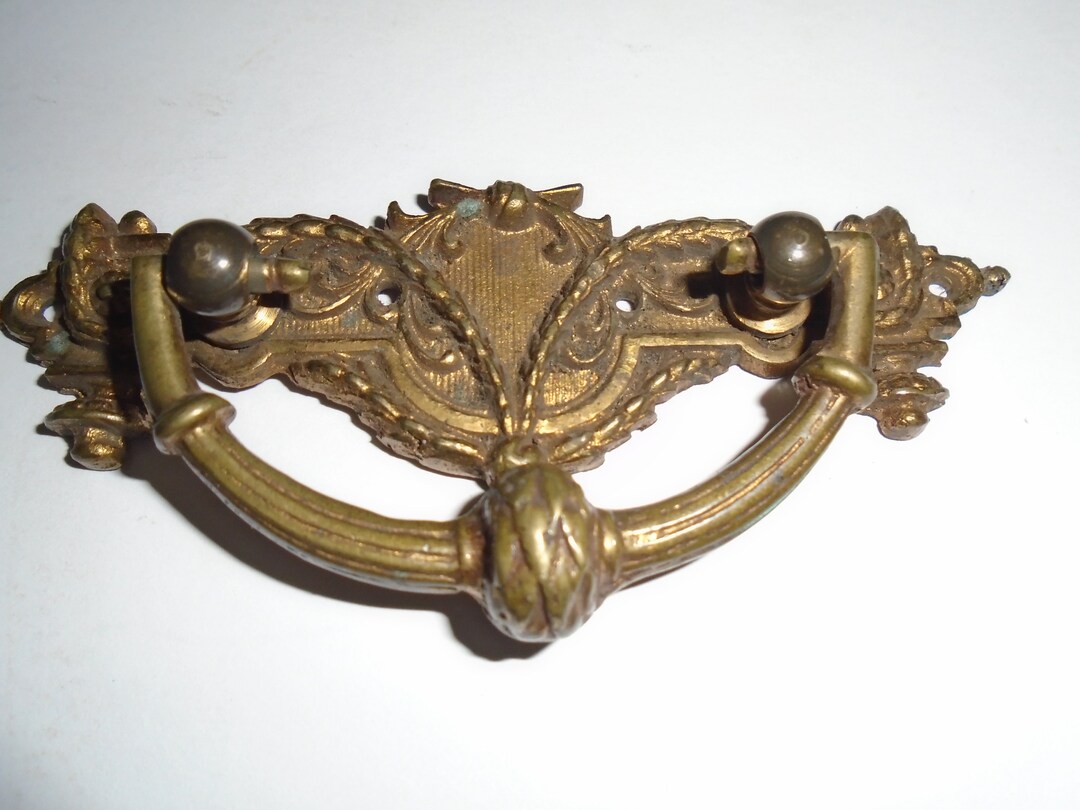 Antique Gilded French Metal Drawer Pull / Handle, Drop Style, Art ...