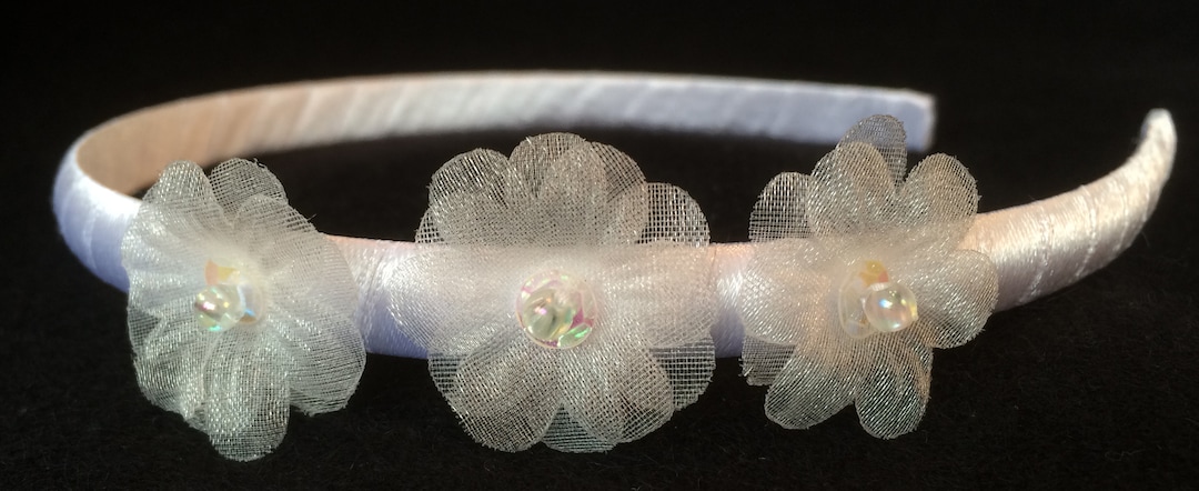 White Alice Band Bridesmaids Flower Girls Christening - Etsy