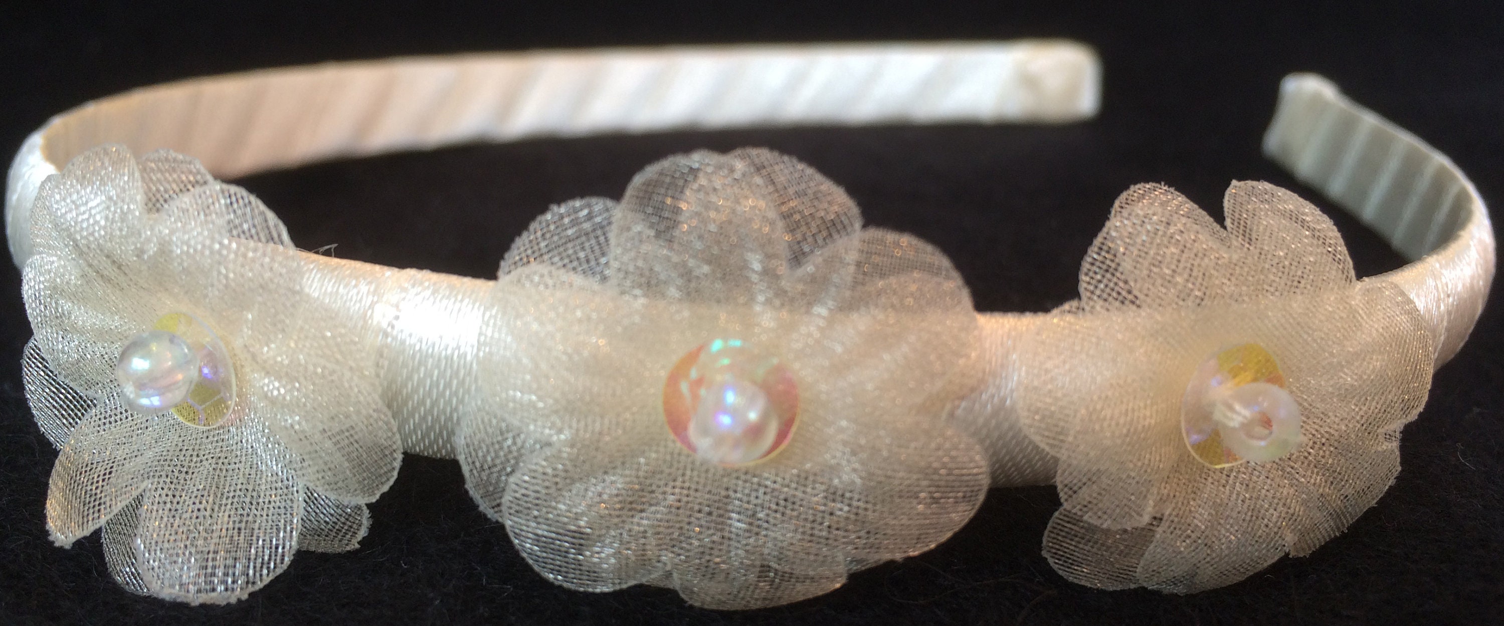 White Alice Band Bridesmaids Flower Girls Christening | Etsy