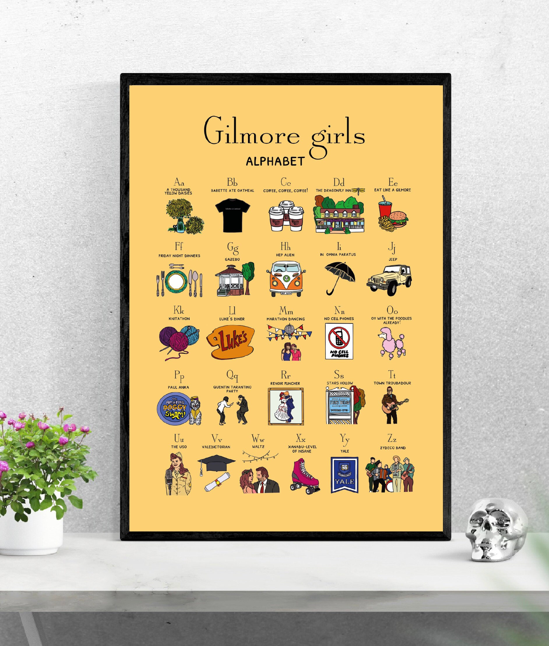 Gilmore Girls Alphabet Poster - Instant Download- Yellow - Etsy