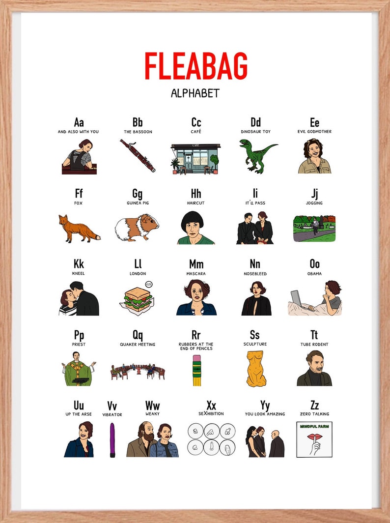 Printable Wall Art | Fleabag Alphabet Digital Poster - Digital Download ...