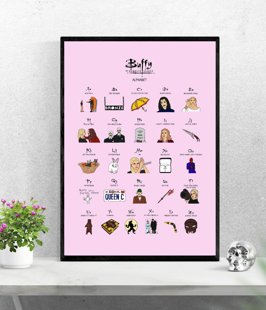 Buffy the Vampire Slayer Alphabet Light Pink - Instant Download - 11x17 ...