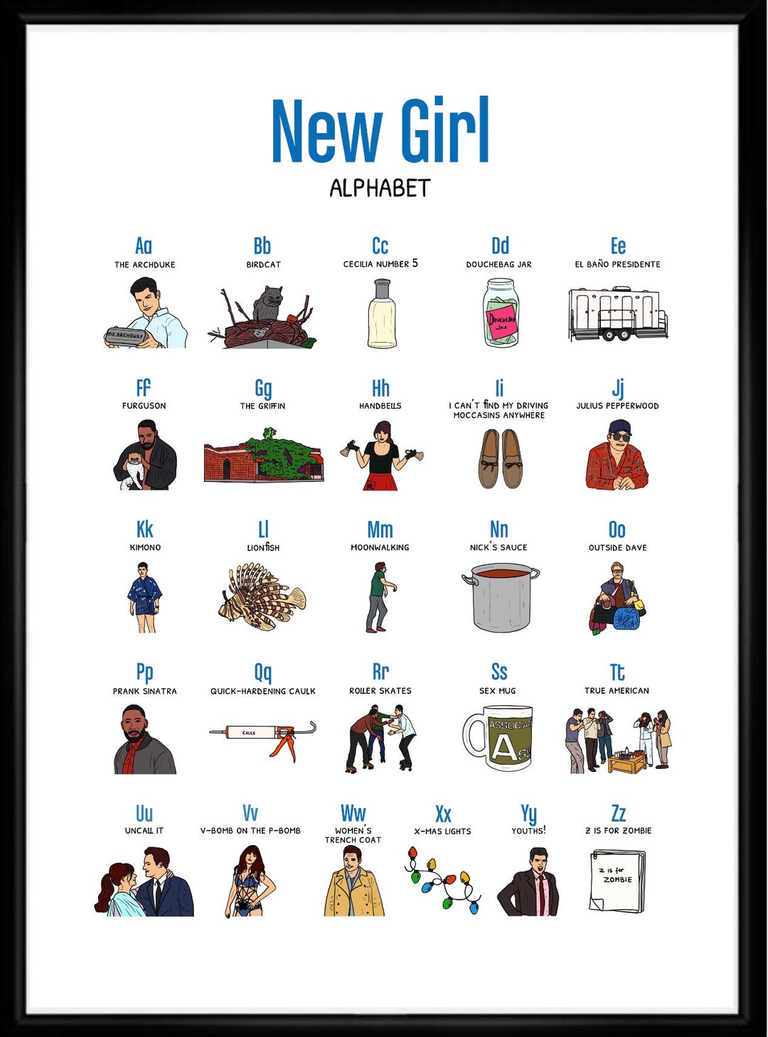 Printable Wall Art New Girl Alphabet Digital Poster A3 - Etsy