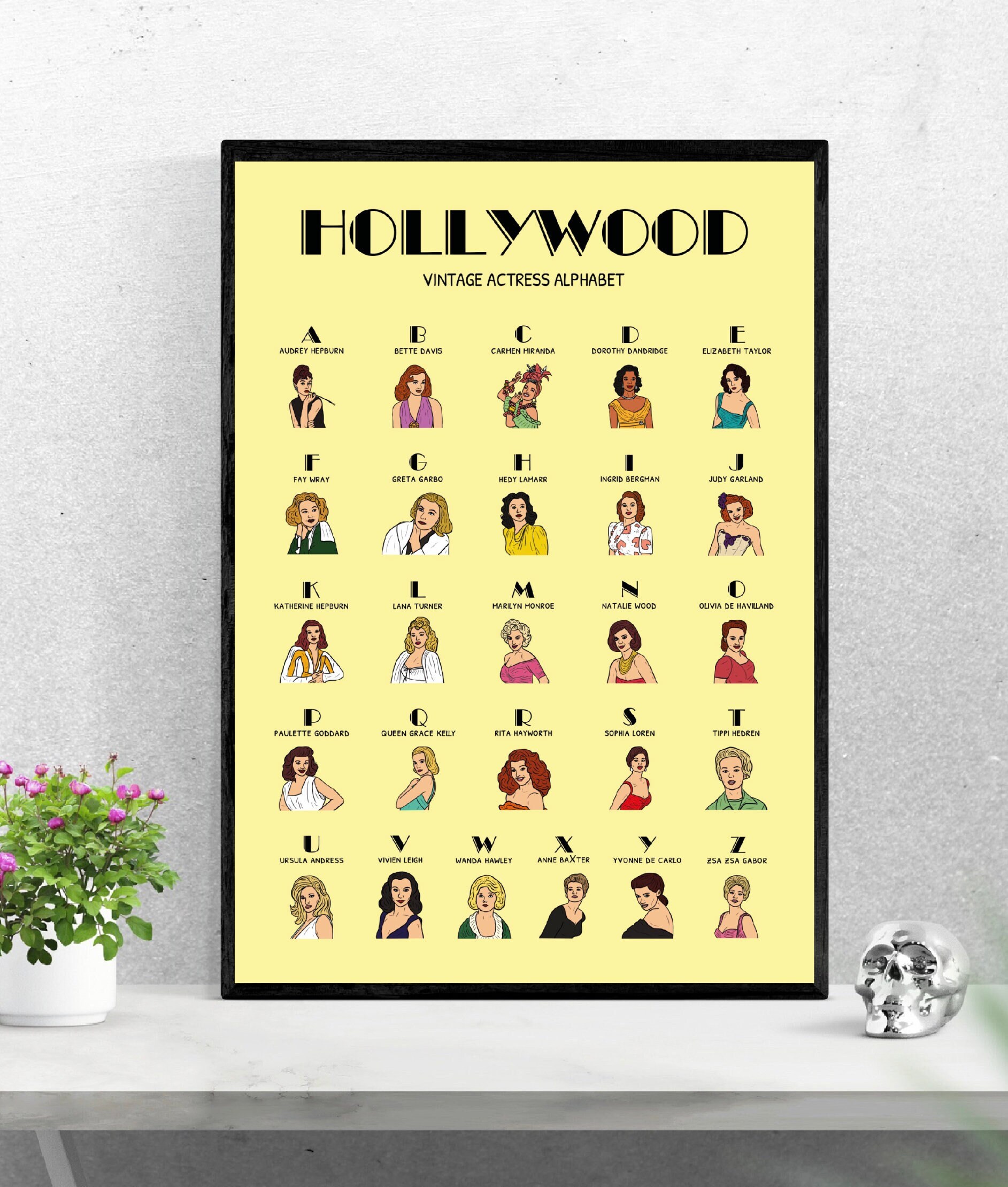 Vintage Actress Poster- Instant Download -yellow - Etsy