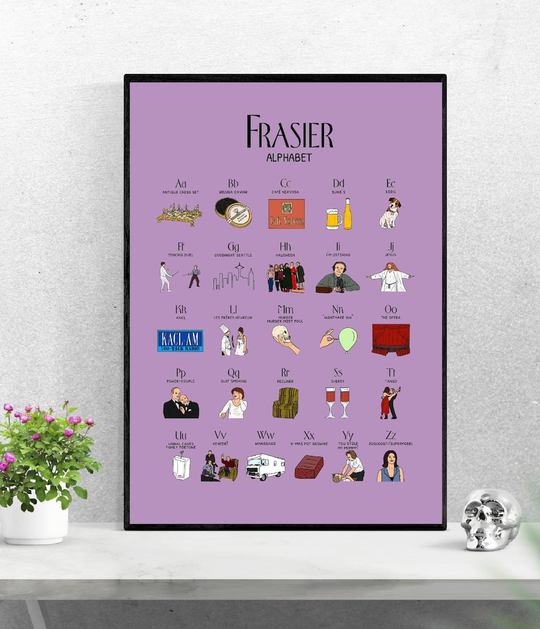 Frasier Alphabet Poster Purple - 11x17 Inches - A3 - Instant Download ...