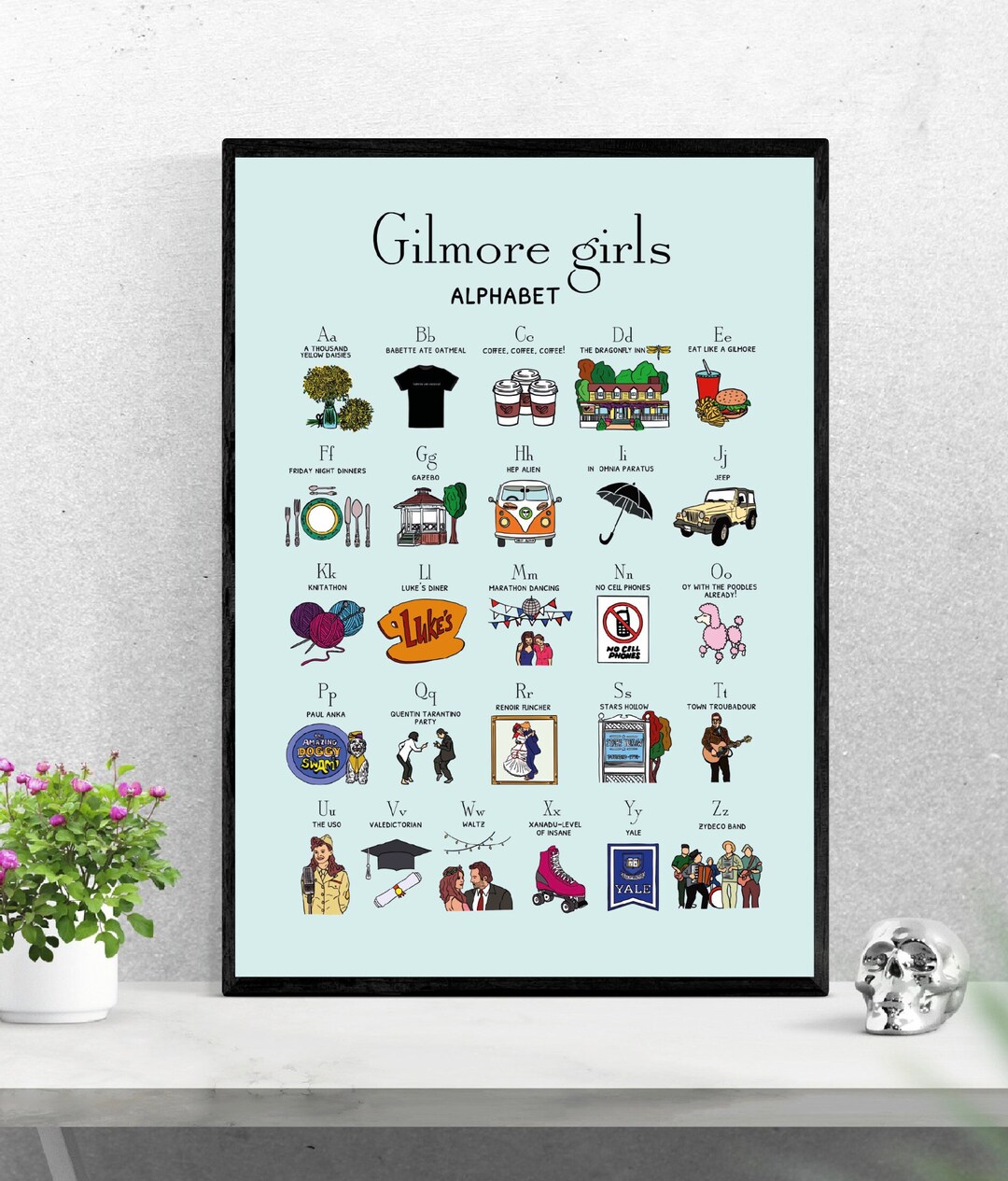 Gilmore Girls Alphabet Poster - Instant Download - Light Blue - Etsy