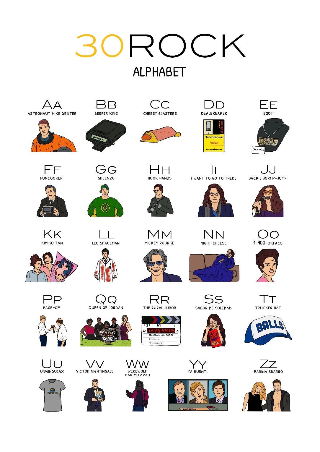 Printable Wall Art 30 Rock 30 Rock Poster Digital Download A3 11x17 ...