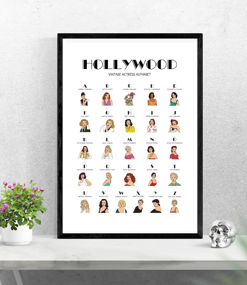 Printable Wall Art | Vintage Hollywood Actress Alphabet Digital ...