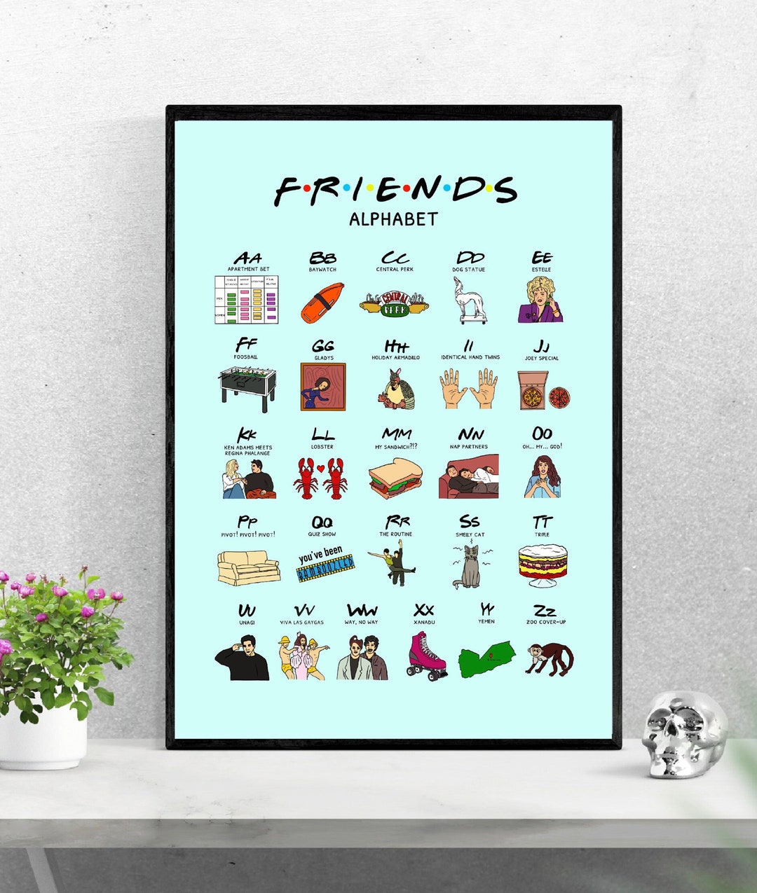 Friends Poster- Digital Download- Friends Alphabet- Friends Tv Show - Etsy