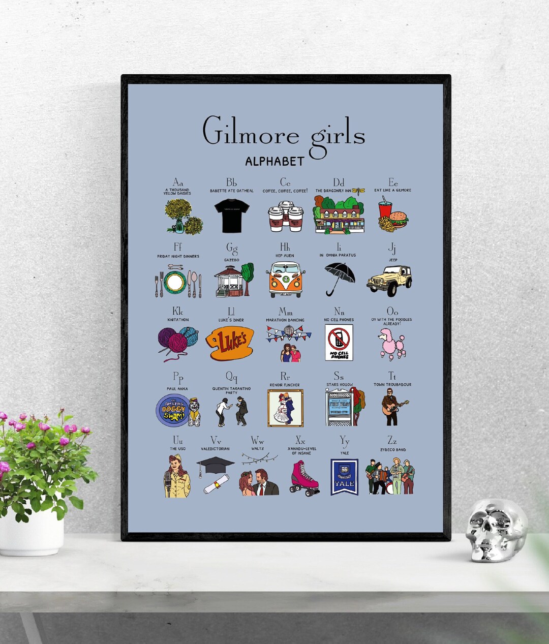 Gilmore Girls Alphabet Poster - Instant Download - Blue Poster - Etsy