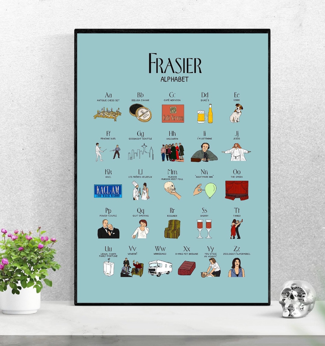 Frasier Alphabet Poster Blue - 11x17 Inches - A3 - Instant Download ...
