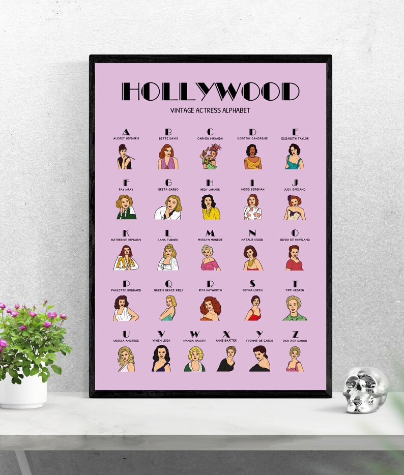 Vintage Actress Alphabet- Instant Download- Purple Poster - Etsy