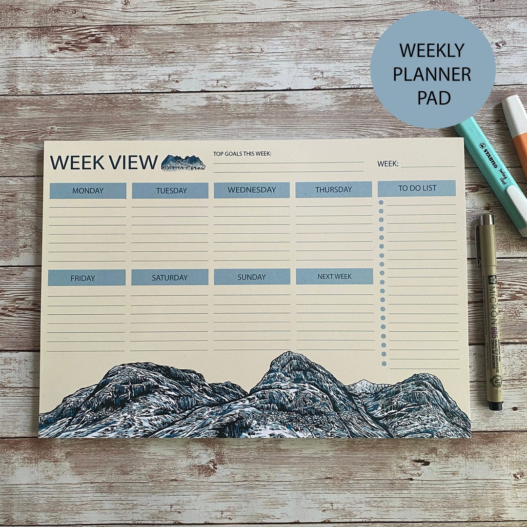 Weekly Planner Pad | A4 Mountain Planner Notepad | WFH Desk Pad ...