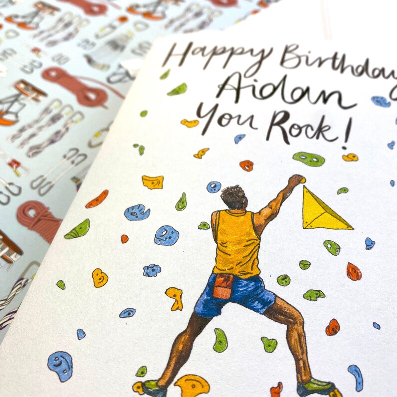 Personalised Rock Climbing Birthday Card Boy climbing | Etsy