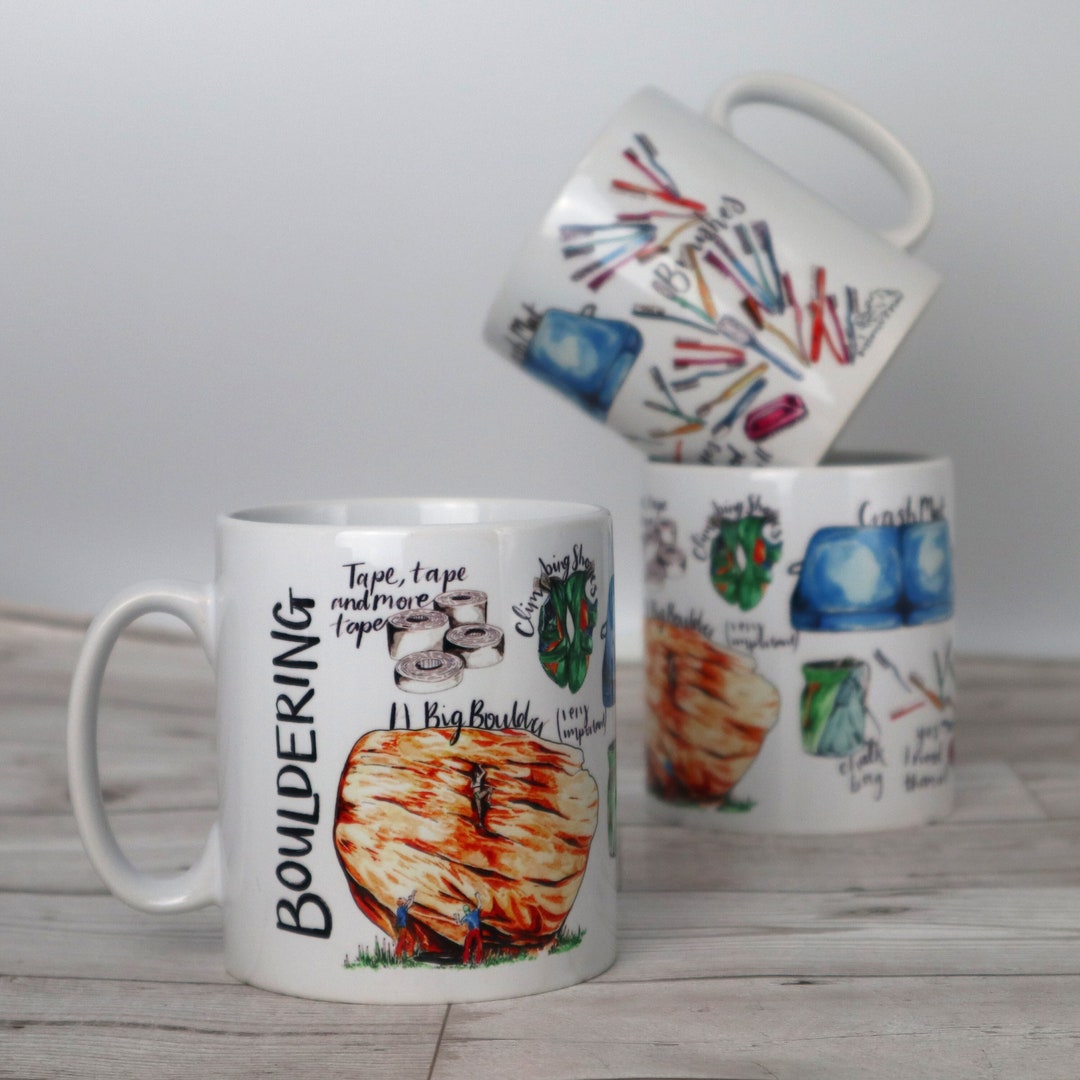 Hand Illustrated Rock Climbing Mug: Bouldering Gift - Etsy
