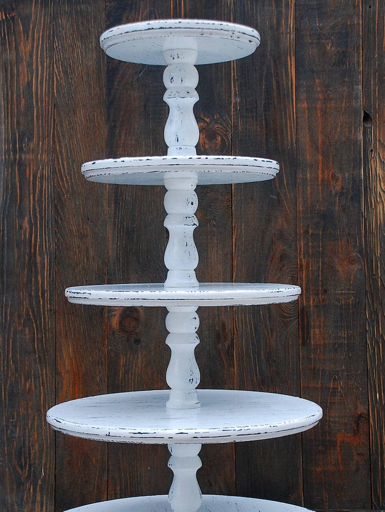 5-tier Cupcake Stand for Wedding Cupcake Tower White Shabby | Etsy