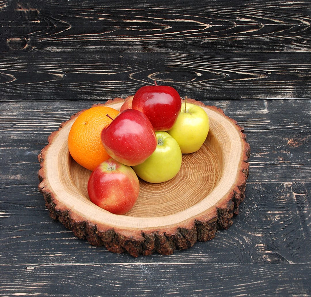 READY TO SHIP Oak Wood Plates Rustic Plate Tray Round Serving Platter ...