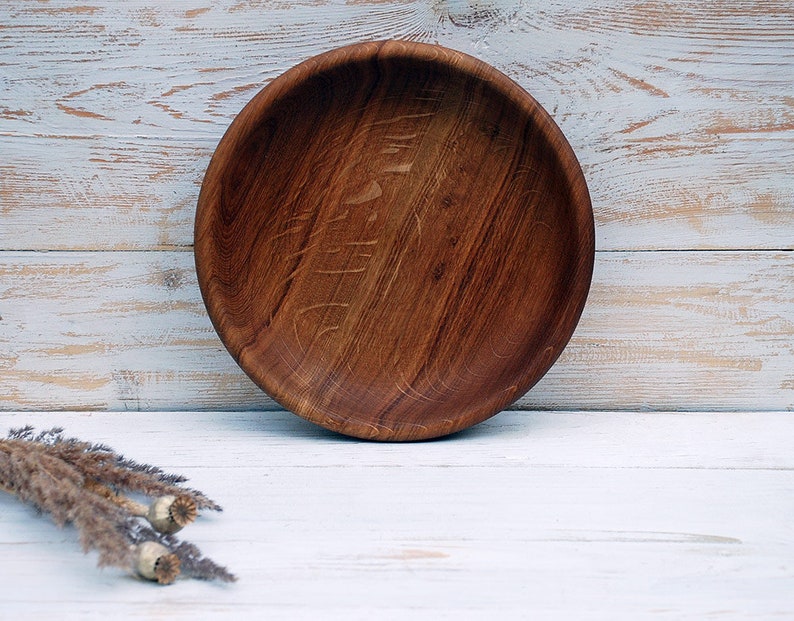 35 Cm Wood Plates Oak Plate Tray Round Serving Platter - Etsy