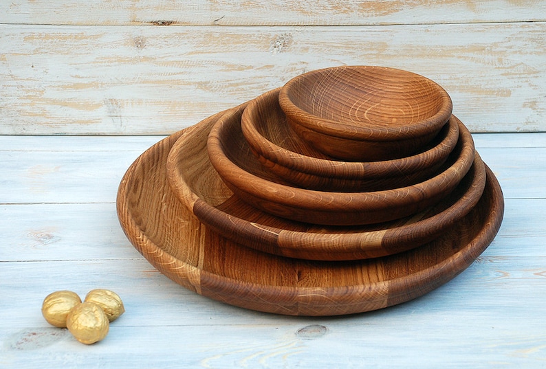 35 cm Wood plates Oak Plate tray round Serving Platter | Etsy