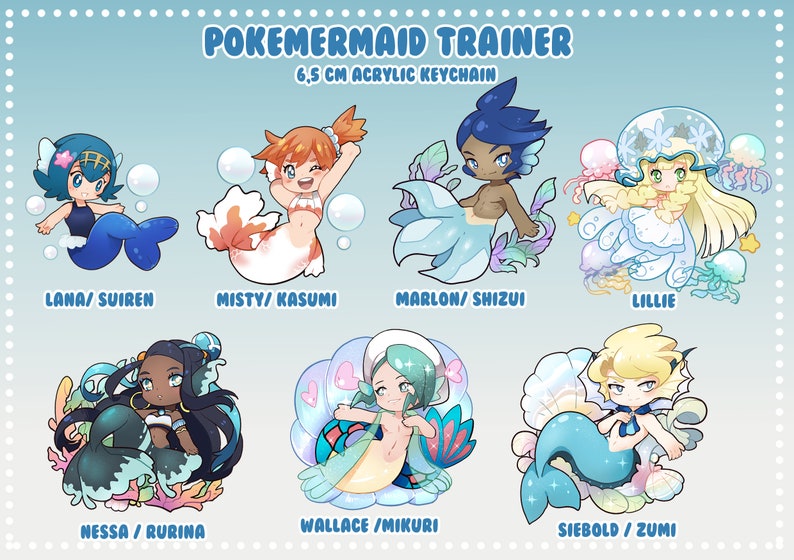 Pokemermaid Acrylic Keychain -preorder - Etsy