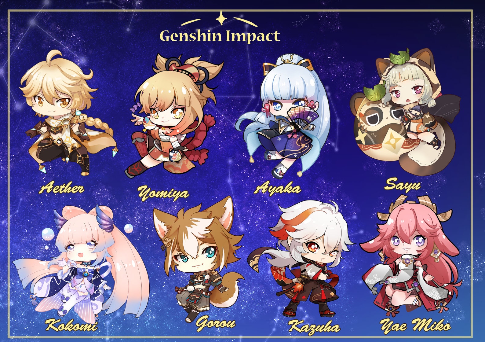 Genshin impact stickers set 1 - Etsy México