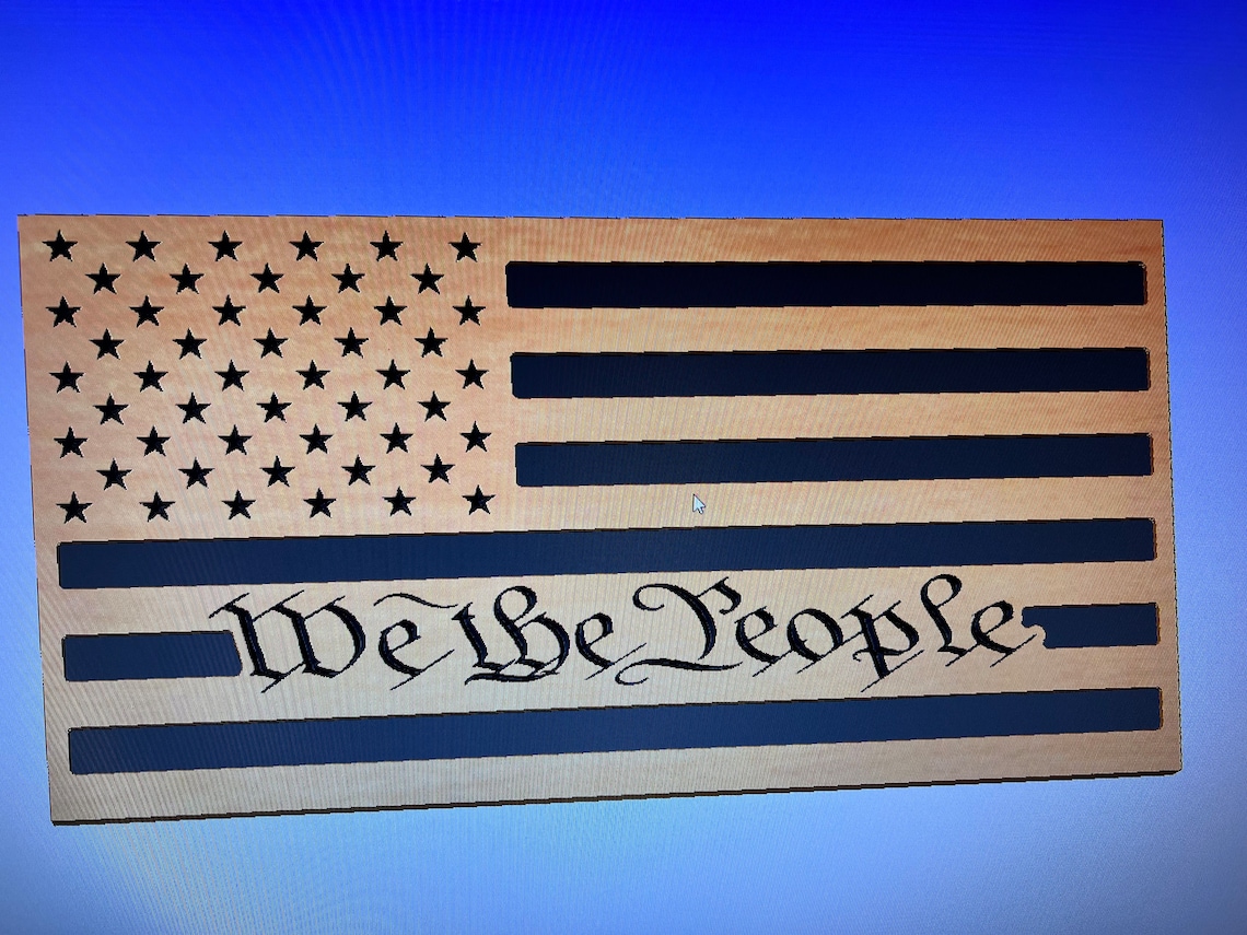 USA Flag With We the People DXF, SVG Files, Cnc, Router, Wood, Carving ...