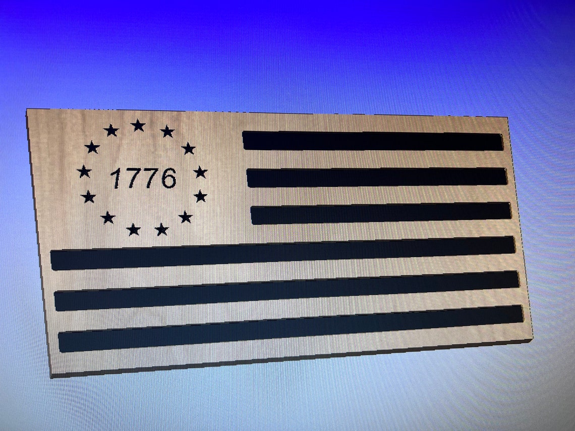 USA Flag With 1776 DXF and SVG File for Cnc, Router, Wood, Carving ...