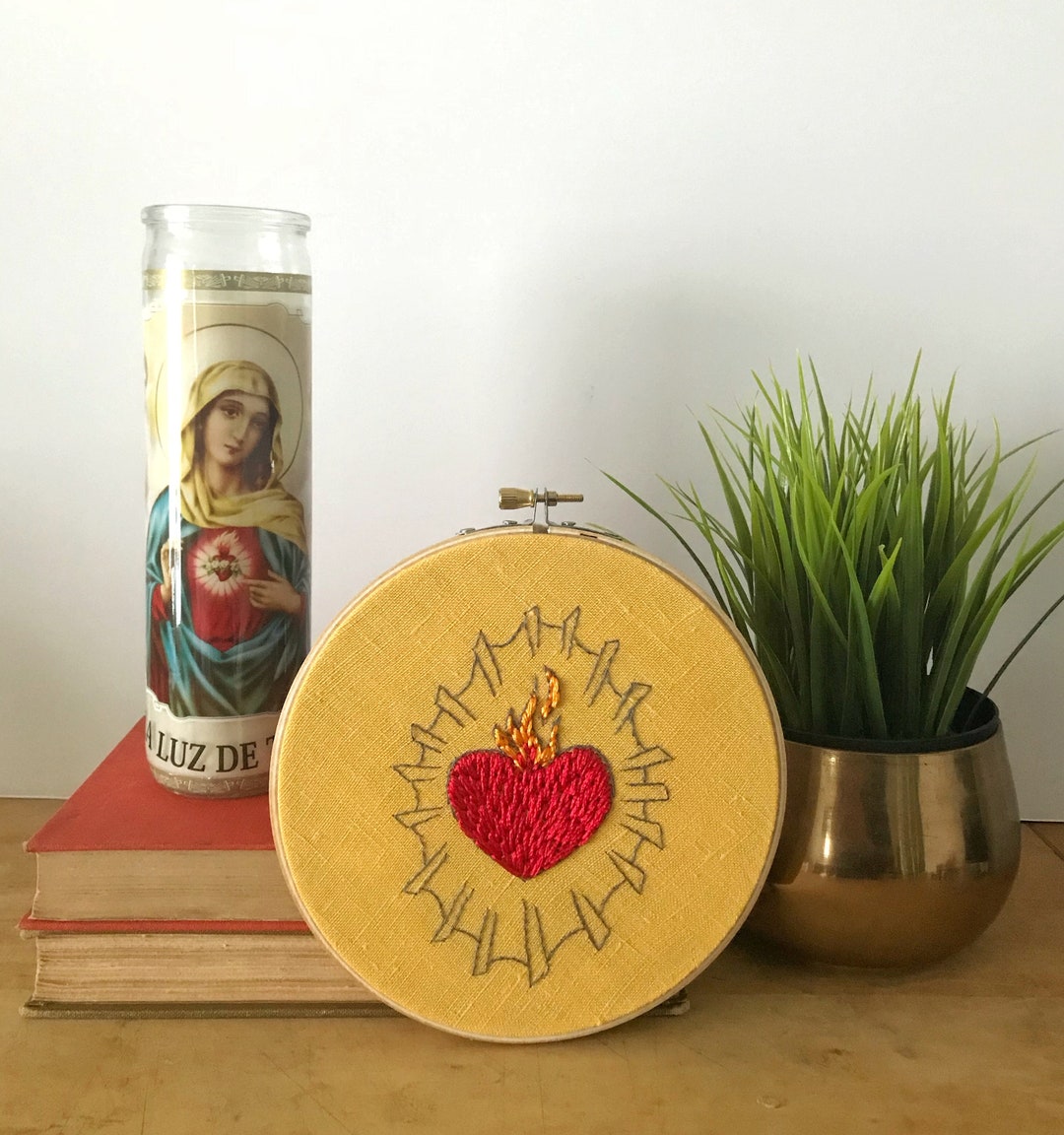 Embroidery Art Sacred Heart Modern Embroidery Hoop Art - Etsy