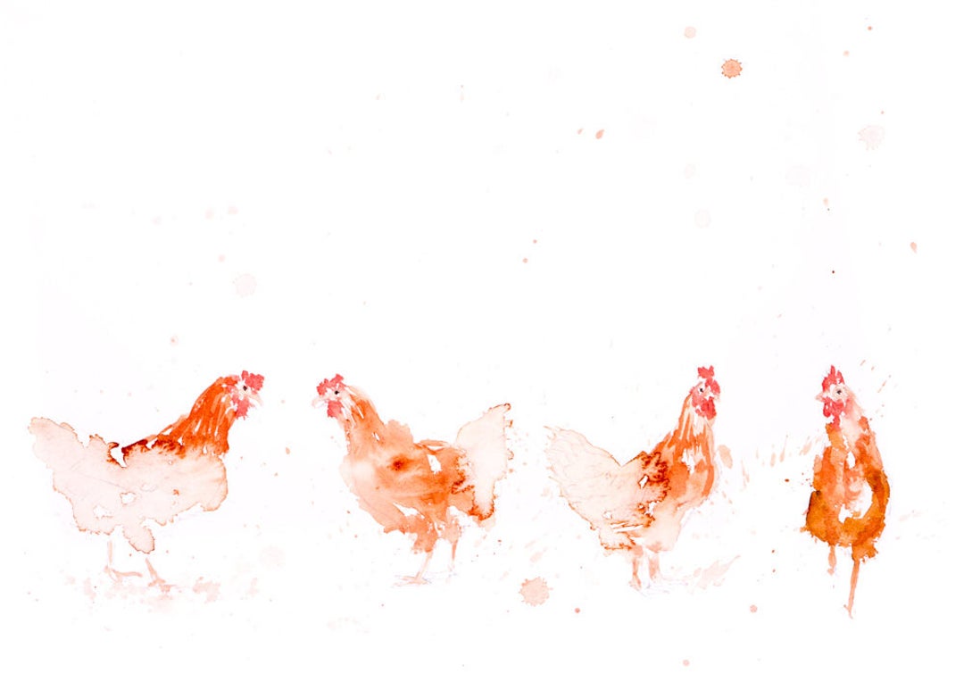 Row of Chickens - Signed Print of My Original Watercolour Painting - Etsy