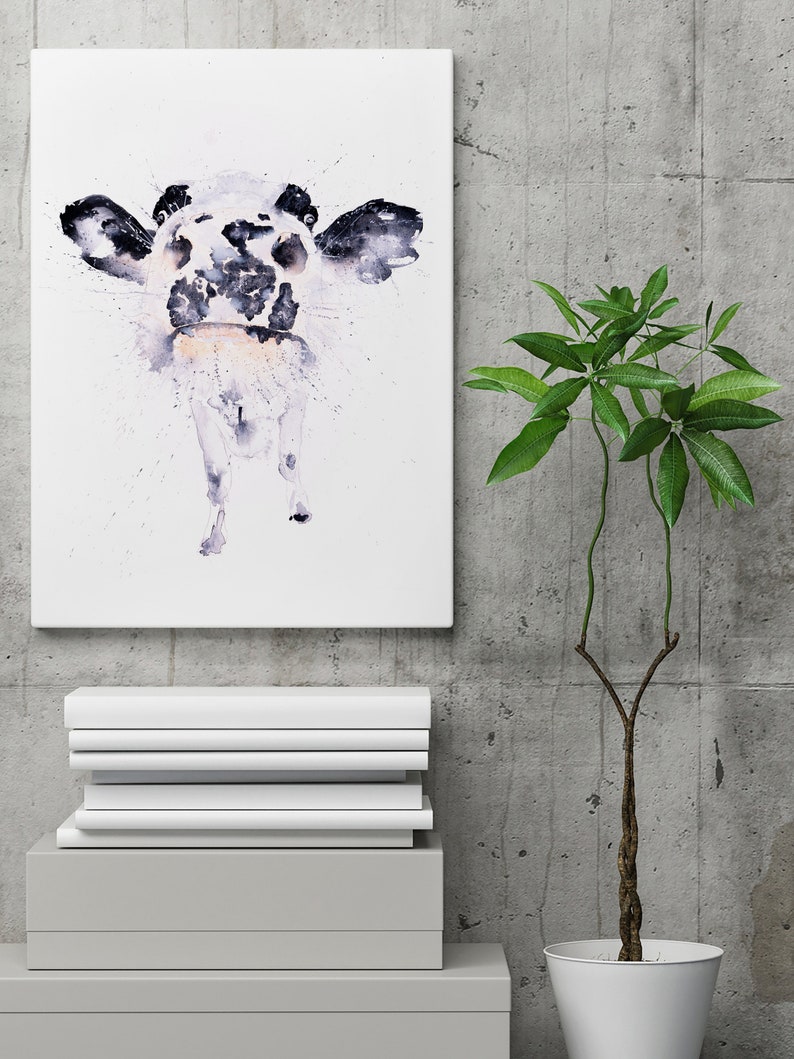 Lienzo impreso de vaca frisona – Arte mural abstracto de vaca lechera ...